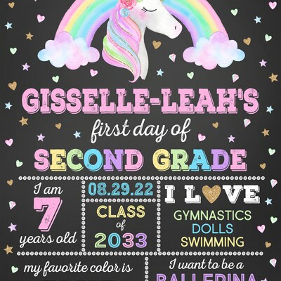 Unicorn First Day of School Sign Rainbow First Day of School - Etsy