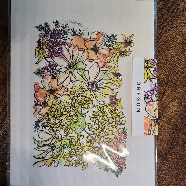 OREGON Wildflowers Fine Art Print | Botanical Map | State Floral Home ...