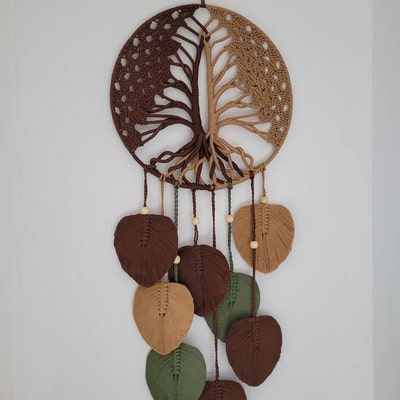 Macrame Green Leaves Tree of Life , Boho Wall Decor, Handmade Home ...