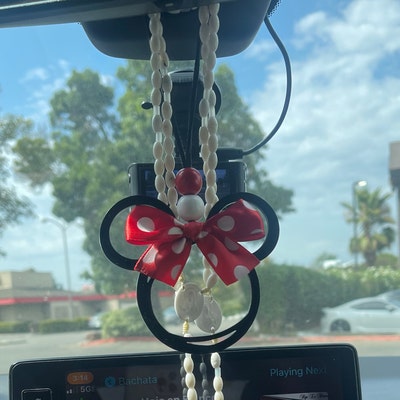 Scalloped Edged Monogram Car Charm With Customizable Beads and Bows - Etsy