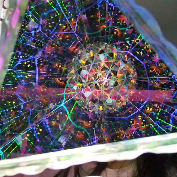 Handcrafted 3D Kaleidoscope With Cube Prism - Starry Glow Theme ...