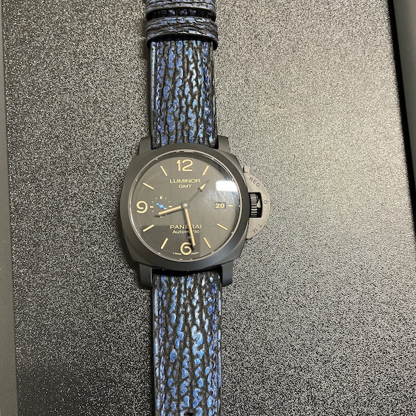 Blue Shark Skin Leather Watch Strap: Handmade Custom Band - Etsy