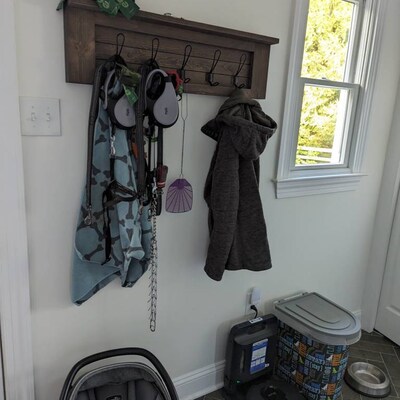 Wall Mounted Entryway Coat Rack With Ledge, 5 Hook Colors, 18 Finish ...