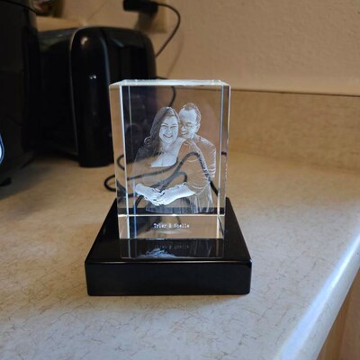 Custom 3D Crystal Photo: Personalized Engraved Picture Anniversary ...