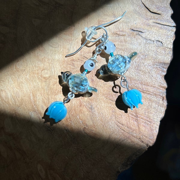 Tiny Magpie Bird Bead Glass Birds PAIR OR SINGLE, Lampwork Bird Beads ...