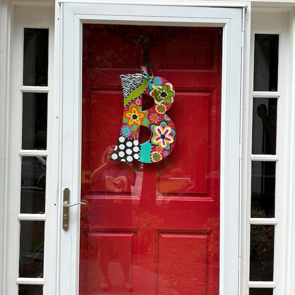 Beautiful Colorful Welcome Flower Door Hanger - Etsy