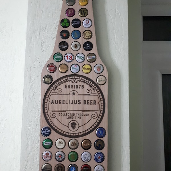 Personalised Beer Bottle Wall Art for Home, Beer Cap Collector, Bottle ...