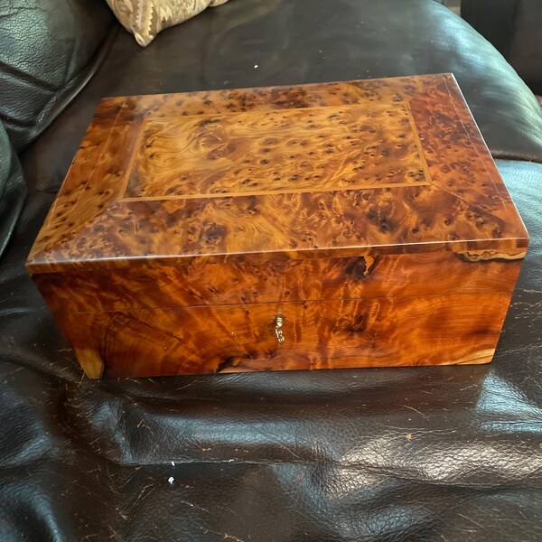 Large Thuya Wood Burl Memory Keepsake 15"x10", Lockable Handmade Luxury ...