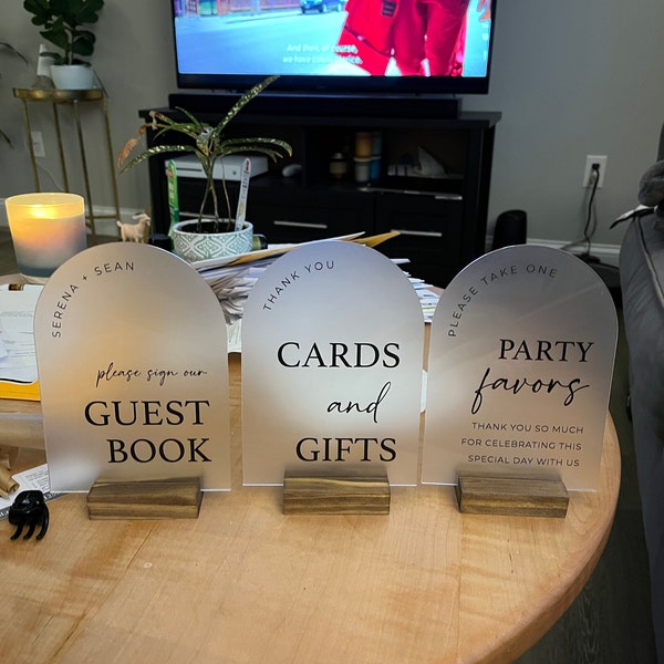 Party Favors Arch Table Sign, Party Favors Sign, Modern Script Acrylic ...