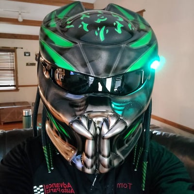 Custom Predator Helmet Black Blue Color for Motorcycle - Etsy