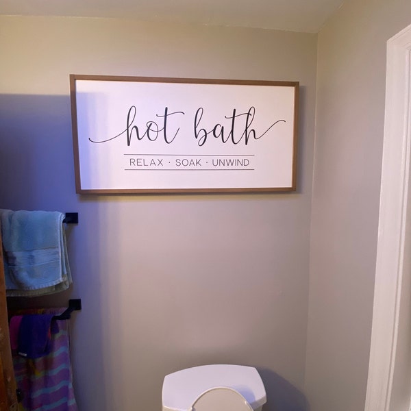 Bath Sign | Hot Bath Sign | Relax, Soak, Unwind | Sign for Bathroom ...