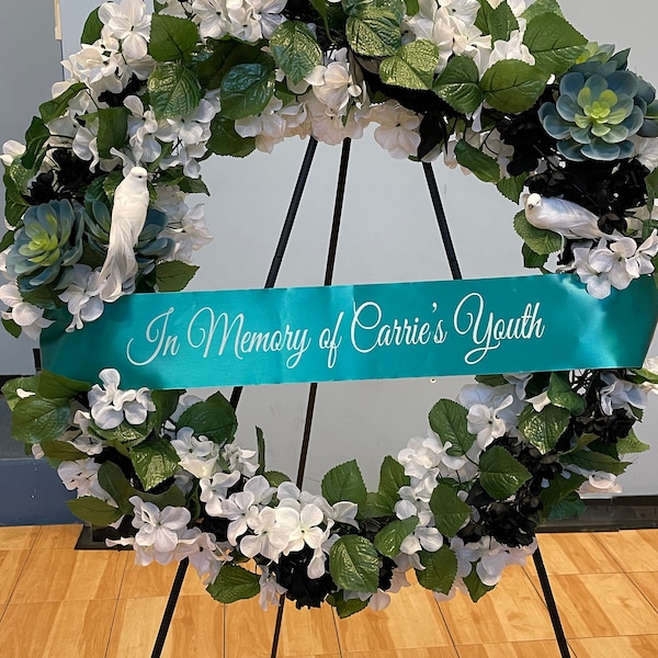 Funeral, Memorial Ribbon, Custom Printed W/your Message, Floral ...