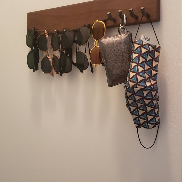 Simple Solid Wood, Walnut, Sunglass Hanger, Sunglass Rack, Metal Key ...