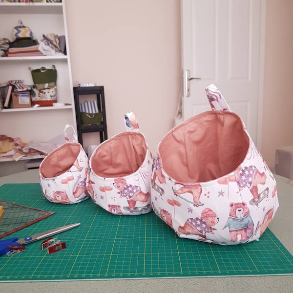 Fabric Bubble Basket Patterns/ 3 Sizes L/M/S /PDF Patterns, Instruction ...