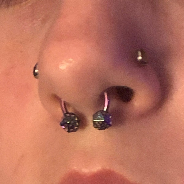 16G DND Dice Internally Threaded Septum Ring/horseshoe Ring/d20 Septum ...