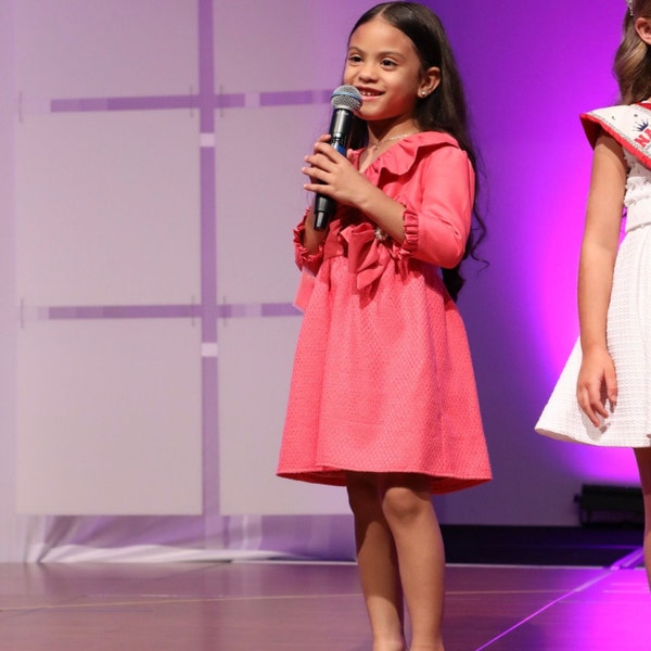 Girls Pageant Party Interview Dress, Size 3, Bright White and Neon ...