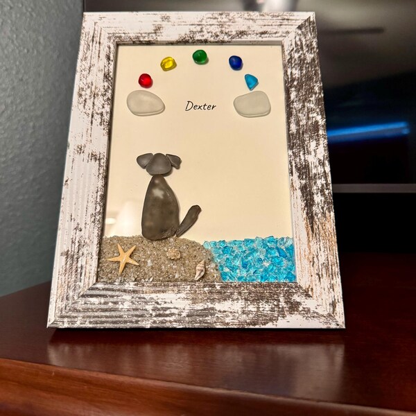 Sea Glass Art Suncatcher, Beach Scene, 4" Beach Glass Mosaic, Beach ...