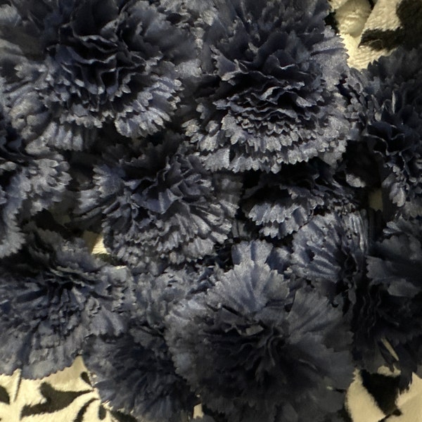 17" Faux Navy Blue Carnation Bush, 14 Heads, Long Stems, Artificial ...