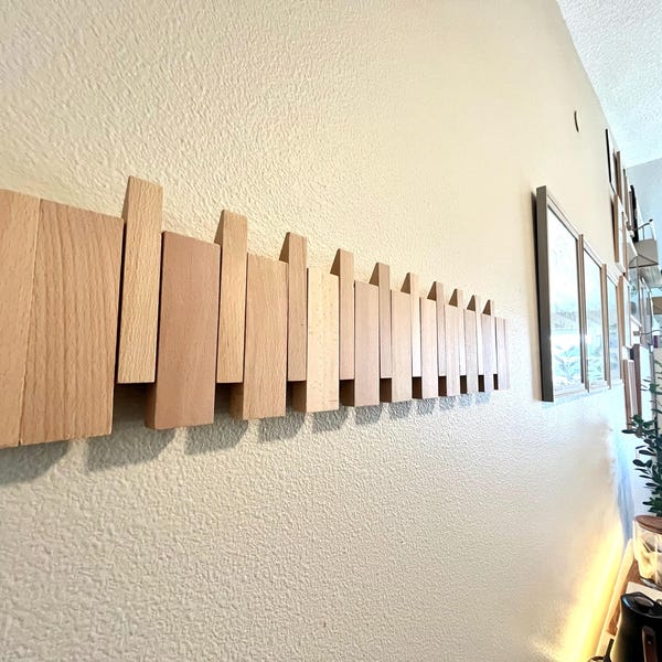 Walnut Wood Piano Coat Hanger, Rustic Coat Hanger, Modern Coat Rack ...