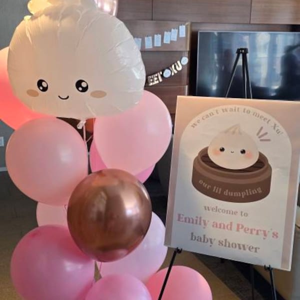 21" Dumpling Bao Bun Jumbo Balloon | Little Dumpling Baby Shower Party ...