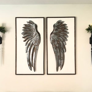 Large 43 Set of Galvanized Metal Angel Wings Pair Rustic - Etsy