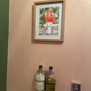 Pink Flamingo on Toilet Bathroom Print, Animal on Toilet Cloakroom Wall ...