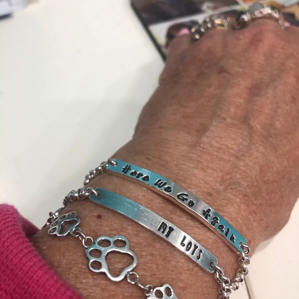 Sterling Silver Bar Bracelet, Identification Bracelet, Hand Stamped ...