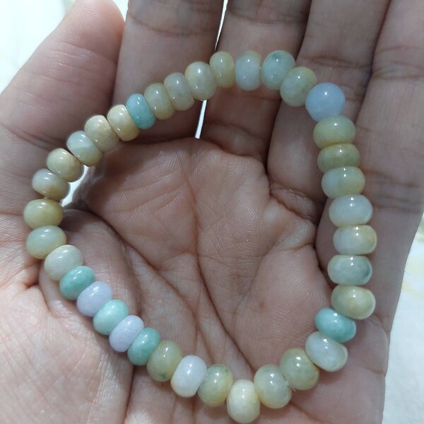 Dainty Grade A Burmese Icy Jadeite Jade Beaded Bracelet, Grade A Burma ...