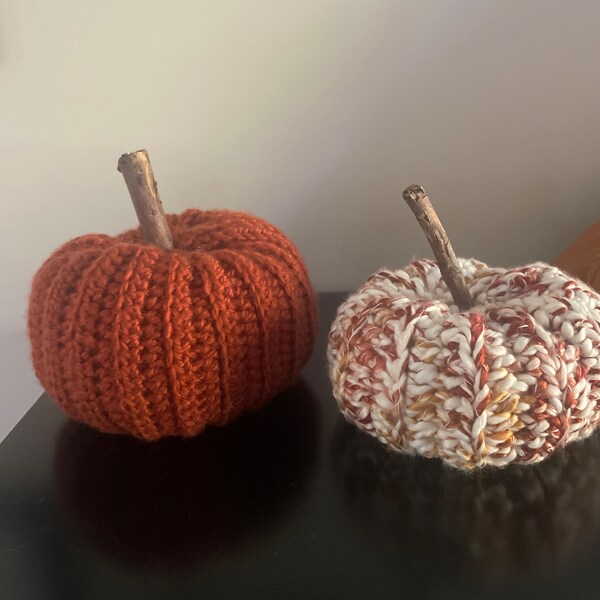 Autumn Pumpkin Duo - Crochet Pattern - Ribbed Pumpkin & Cabled Pumpkin ...