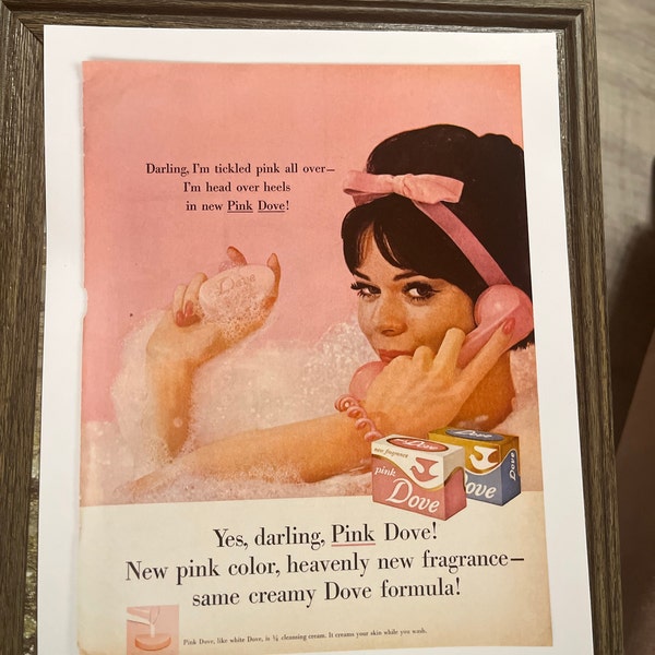 1962 Magazine Ad Print - Pink Soap Beauty Poster - Retro Ad Girl - Etsy