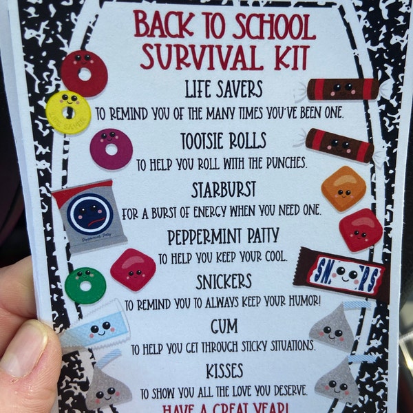 PRINTABLE Back to School Survival Kit Tag | Instant Download | First ...