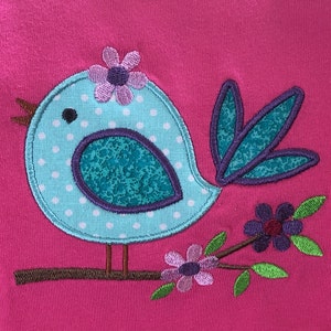 Bird Applique Machine Embroidery Designflower Appliquespring - Etsy