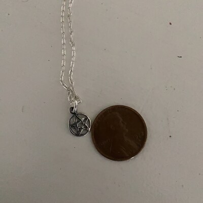 Sterling Silver Teeny TINY Pentacle, Pentagram VERY SMALL charm Only or ...