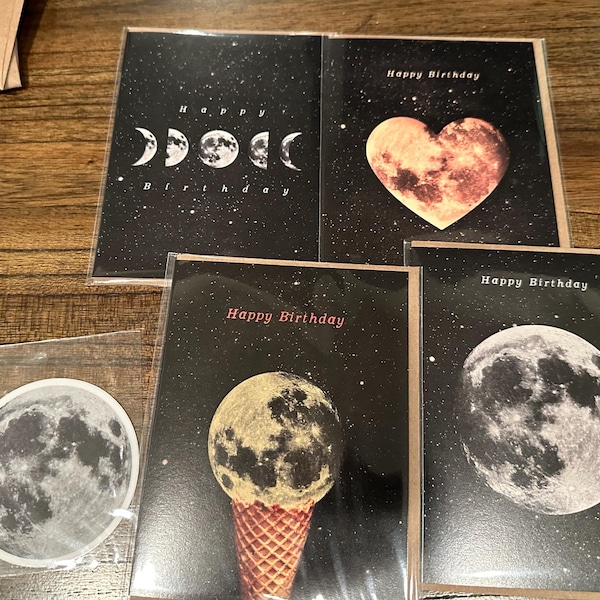 Moon Phase Birthday Card • Gift for Friend • Space Birthday Card - Etsy