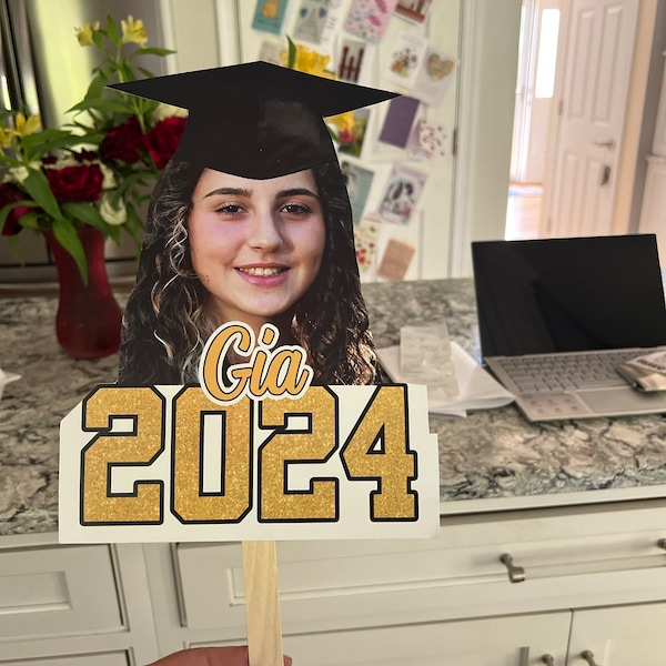 Personalized Graduation Face on a Stick, Photo Prop (digital or ...