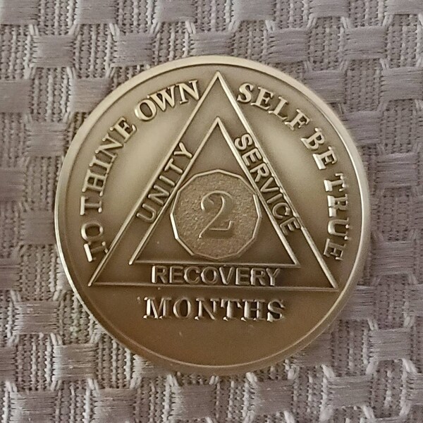 Sobriety Coin - 8 Month Alcoholics Anonymous Coin - Antique Bronze AA ...