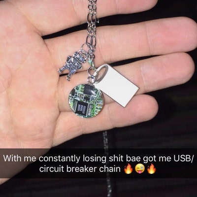 USB Flash Drive Circuit Board Cluster Necklace, Data Storage Necklace ...