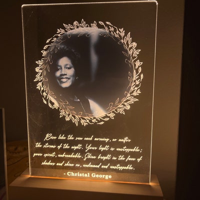 Custom Personalized LED Wood Stand Light in Loving Memory Condolence ...