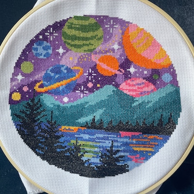 Planets Cross Stitch Pattern Chart Counted Modern Xstitch DIY Design ...