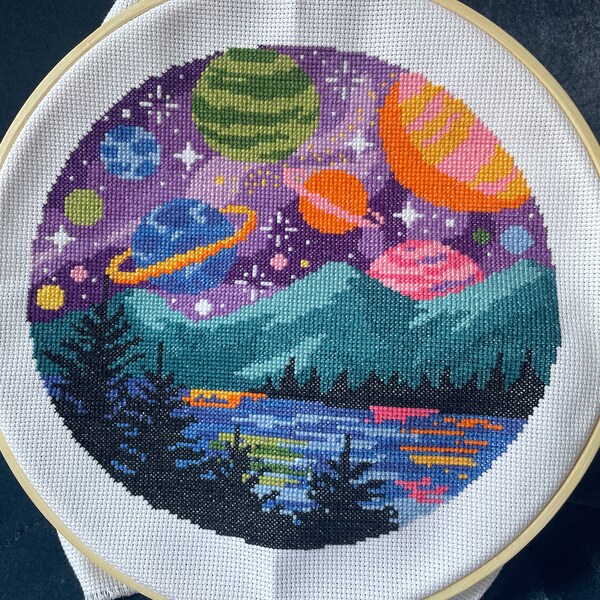 Planets Cross Stitch Pattern Chart Counted Modern Xstitch DIY Design ...