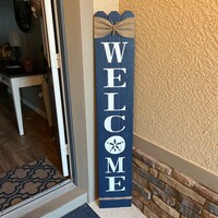 Farmhouse Rustic Wood Welcome Sign Vertical Wooden Welcome - Etsy Canada