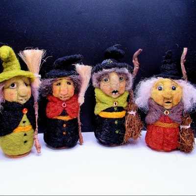 Set of 5 Miniature Handmade Round Excelsior Brooms 6-6.5 Witch ...
