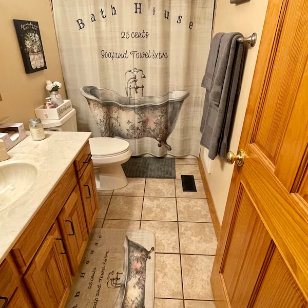 Personalized Pig Hog Farm, Farmhouse Shower Curtain, , Rustic Primitive ...