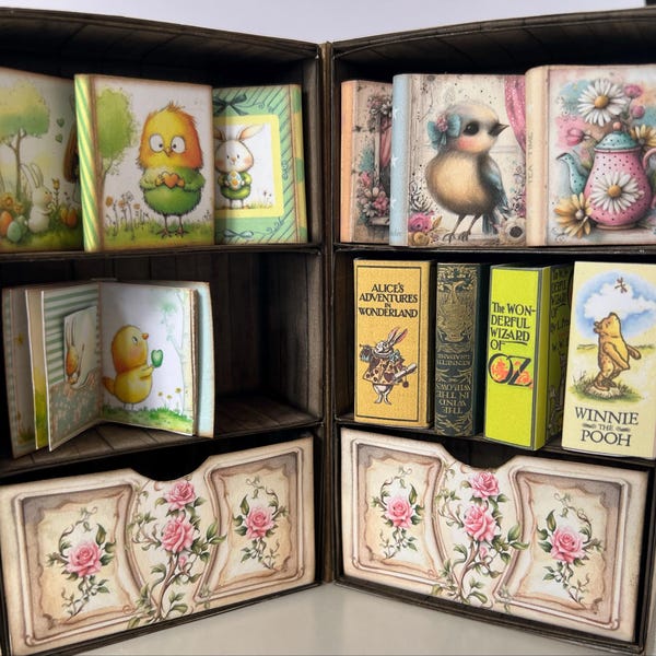 Rose and Ivory Double Fold Mini Book Shelf, Junk Journal Books ...