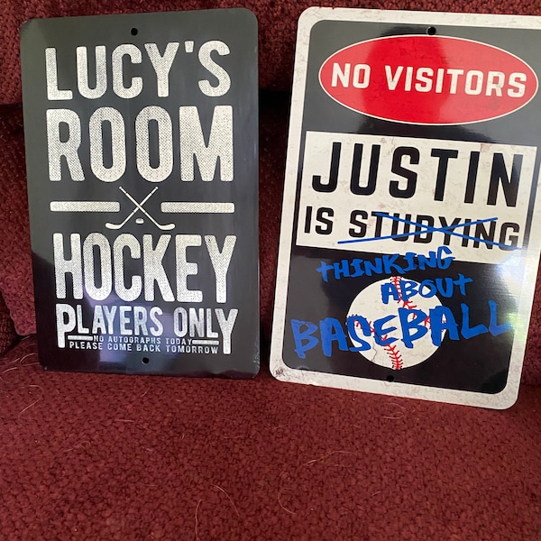 Personalized Hockey Players Only - No Autographs Metal Room Sign ...