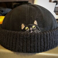 Peeking Cat Iron-on Patch, Black Cat Patch, Peeping Cat Iron-on Patch, Embroidered Applique, Cat ...