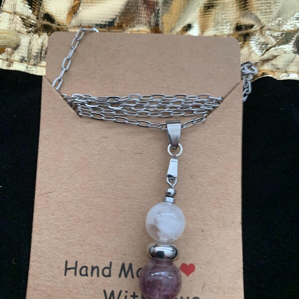 Yin Yang Selenite/black Tourmaline Necklace, Yin Yang Gemstone Necklace ...