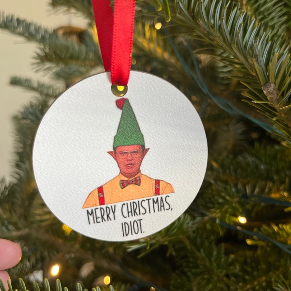 Merry Christmas Idiot Ornament, Dwight Schrute Ornament, Dwight Schrute ...