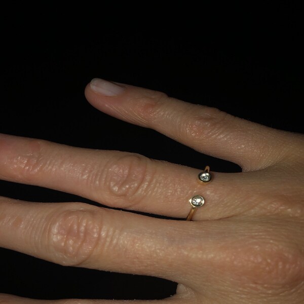 Open Diamond Ring/ Modern Diamond Ring/ Real Gold Diamond Wedding Ring ...