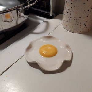 BIG Fried Egg Spoon Rest Handmade Ceramic Kitchen - Etsy